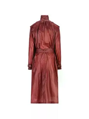 Saint Laurent Belted Waterproof Trench Coat - Red