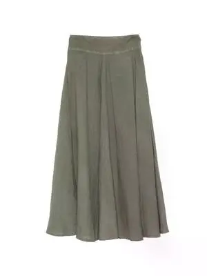 120% Lino Linen A-line Midi Skirt - Green