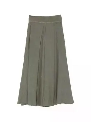 120% Lino Linen A-line Midi Skirt - Green