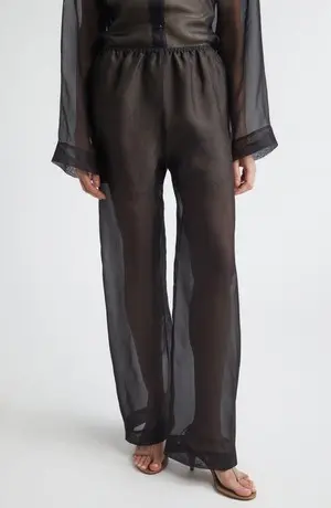 GIA STUDIOS Lisse Silk Organza Straight Leg Pants