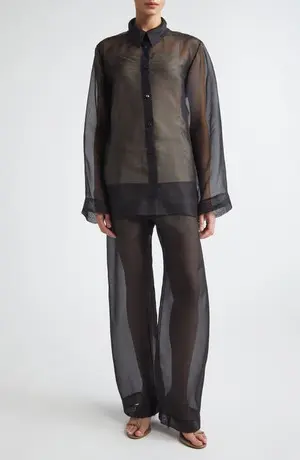 GIA STUDIOS Lisse Silk Organza Straight Leg Pants