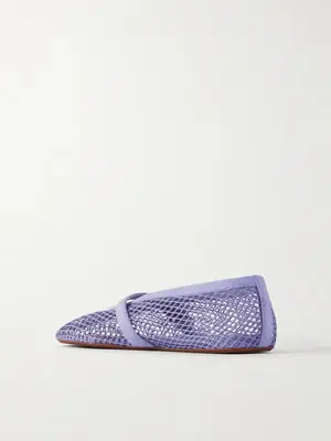 Alaïa Suede-trimmed Fishnet Ballet Flats - Purple