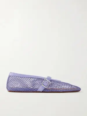 Alaïa Alaïa Suede-Trimmed Mesh Ballet Flats Purple