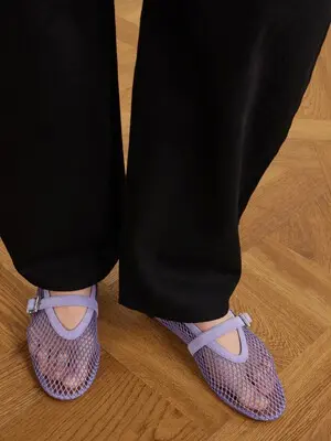 Alaïa Suede-trimmed Mesh Ballet Flats - Purple