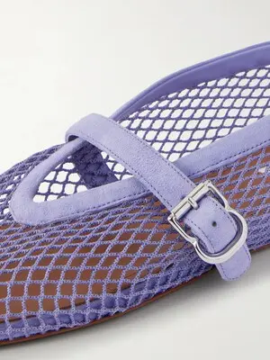 Alaïa Suede-trimmed Mesh Ballet Flats - Purple