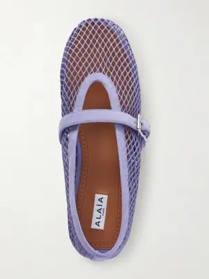 Alaïa Suede-trimmed Mesh Ballet Flats - Purple