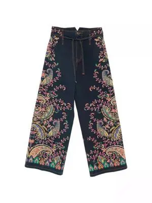 Etro Paisley-print Cropped Jeans - Blue