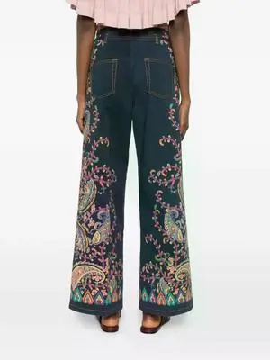 Etro Paisley-print Cropped Jeans - Blue