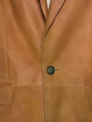 TELA Notched-lapel Leather Blazer - Brown