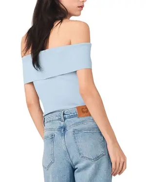 Maje Bardot Rib Knit Top