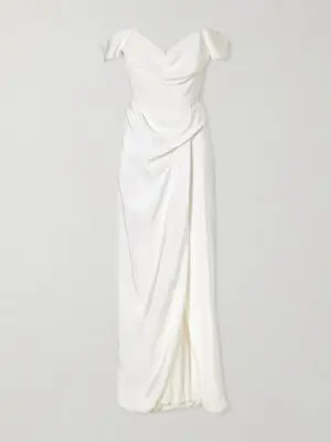 VIVIENNE WESTWOOD Mabel Off-the-shoulder Silk-cady Gown - White