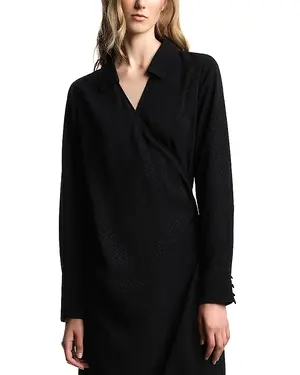 Emporio Armani Micro Jacquard Long Sleeve Dress