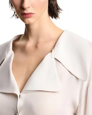Emporio Armani Icon Silk Wide Lapel Collar Shirt