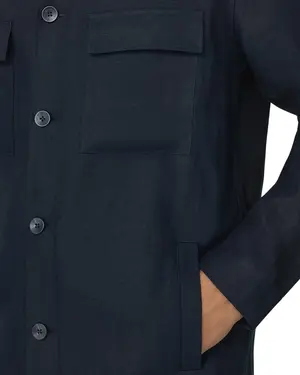 Boggi Milano Regular Fit Pure Linen Shirt - Navy Blue