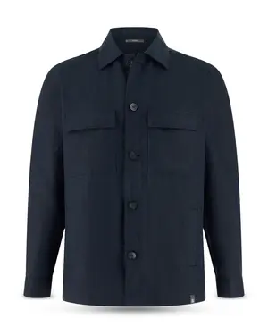 Boggi Milano Regular Fit Pure Linen Shirt - Navy Blue