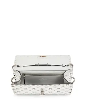 Valentino Garavani Rockstud Spike Chain Quilted Leather Crossbody Bag - Silver