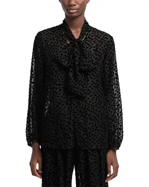 Emporio Armani Tulle And Velvet Blouse - Black