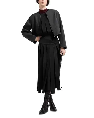 Emporio Armani Satin Fringe Midi Skirt