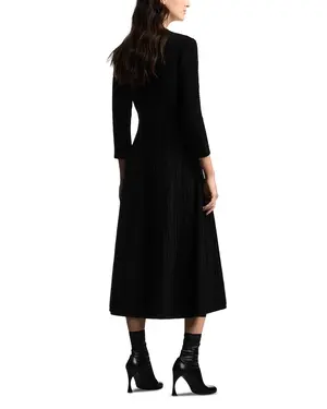Emporio Armani Ottoman Chenille Midi Dress - Black