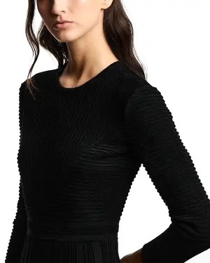 Emporio Armani Ottoman Chenille Midi Dress - Black