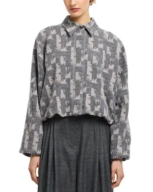 Emporio Armani Geometric Jacquard Bubble Hem Jacket