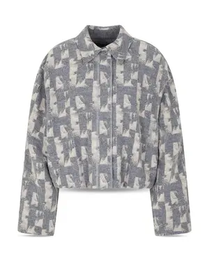 Emporio Armani Geometric Jacquard Bubble Hem Jacket