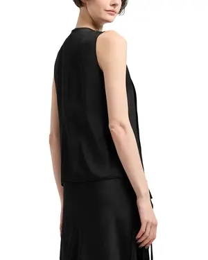 Emporio Armani Satin Fringe Sleeveless Top