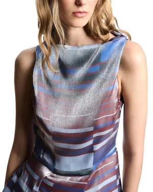 Emporio Armani Sleeveless Geometric Print Midi Dress - Multi