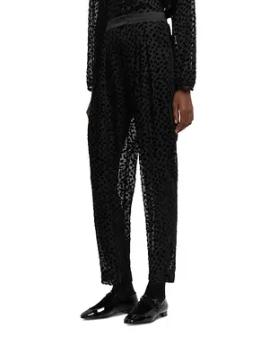 Emporio Armani Tulle And Velvet Trousers - Black