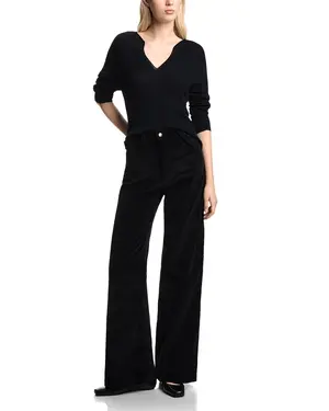 Emporio Armani High Rise Wide Corduroy Jeans - Black