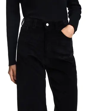 Emporio Armani High Rise Wide Corduroy Jeans - Black