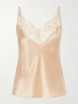 Carine Gilson Lace-trimmed Silk-satin Camisole - Brown