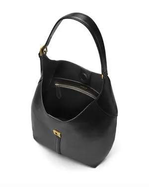 DEMELLIER Large Leather Bucket Bag - Black