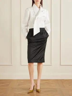 Saint Laurent Woven Midi Skirt - Black