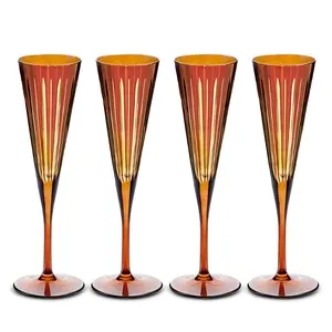 L'Objet Prism Champagne Flutes, Set Of 4 - Amber