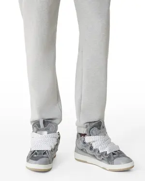 LANVIN Curb Sneakers In Jersey And Suede - Grey/grey