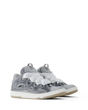LANVIN Curb Sneakers In Jersey And Suede - Grey/grey