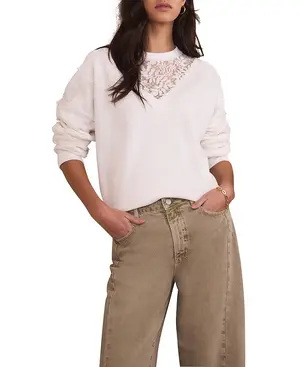 Mint Velvet Broderie Detail Sweatshirt - White
