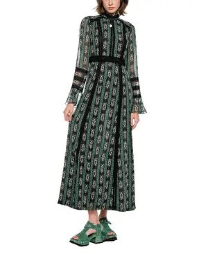 Anna Sui Cameo Stripe Print Maxi Dress