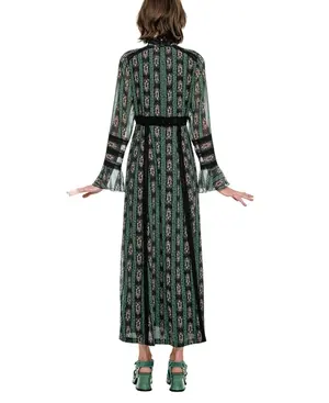 Anna Sui Cameo Stripe Print Maxi Dress