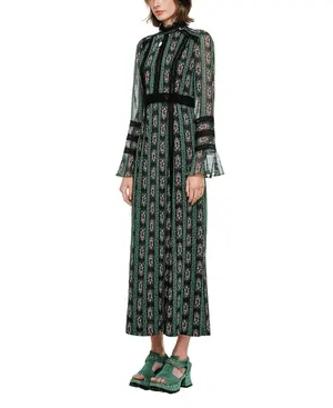 Anna Sui Cameo Stripe Print Maxi Dress