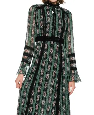 Anna Sui Cameo Stripe Print Maxi Dress