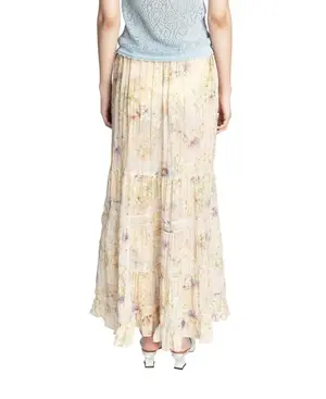 Anna Sui Oasis Blooms Tiered Maxi Skirt