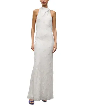 Staud Roselle Cowl Neck Backless Dress - White