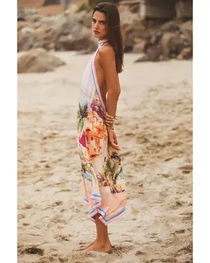 L'Agence Elise Postcard Print Cover Up Dress
