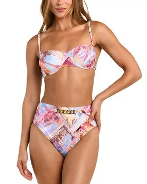 L'Agence Alexandria Postcard Print Structured Bikini Top - Multi