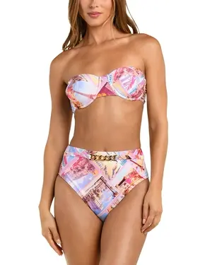 L'Agence Alexandria Postcard Print Structured Bikini Top - Multi