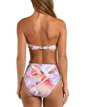L'Agence Alexandria Postcard Print Structured Bikini Top - Multi