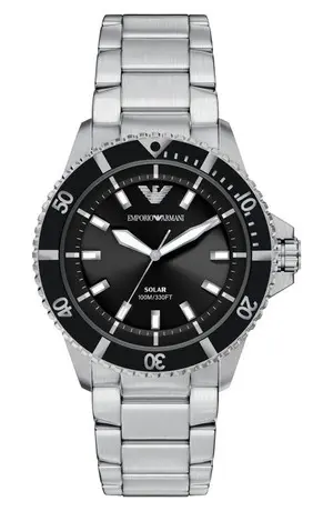 Emporio Armani World Explorer Solar Bracelet Watch - Silver