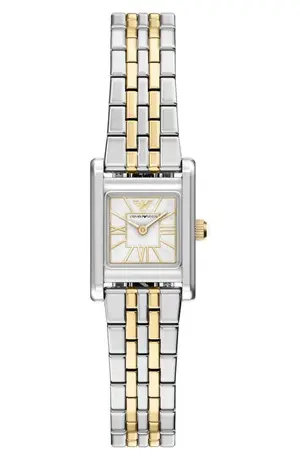 Emporio Armani Small Mother-of-pearl Tank Bracelet Watch - Silver